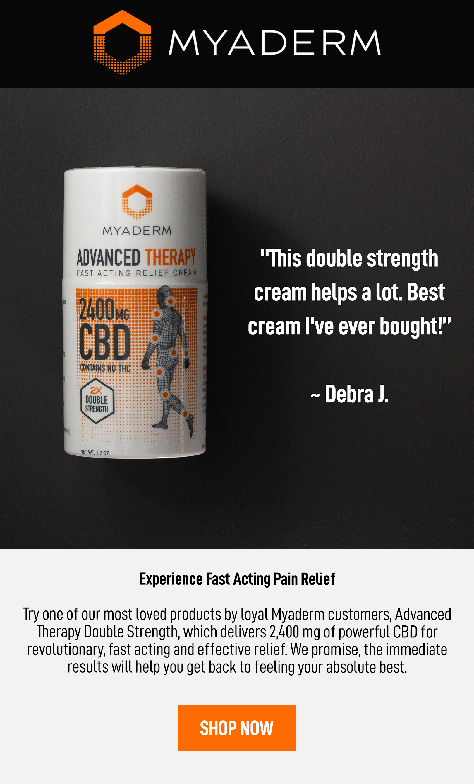 Myaderm: Powerful Fast Acting Pain Relief With 2400 mg of Pure CBD | Milled