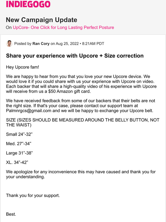 Indiegogo: 📢 Update #13 from UpCore- One Click for Long Lasting Perfect ...