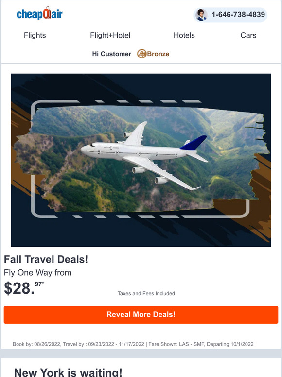 CheapOair: Fall Flight Deals! Fly from $28.97 | Milled