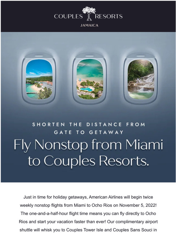Couples Resorts: Fly Nonstop from Miami to Couples Resorts | Milled