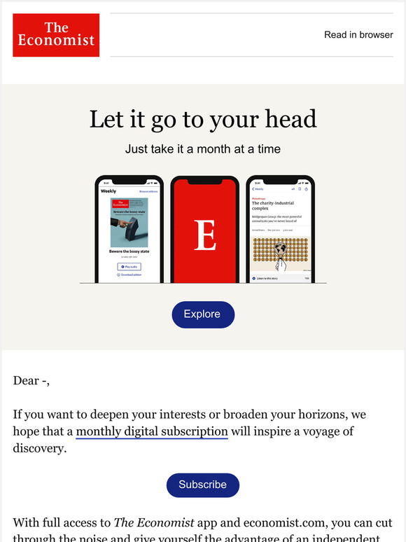 The Economist: Monthly subscription now available | Milled