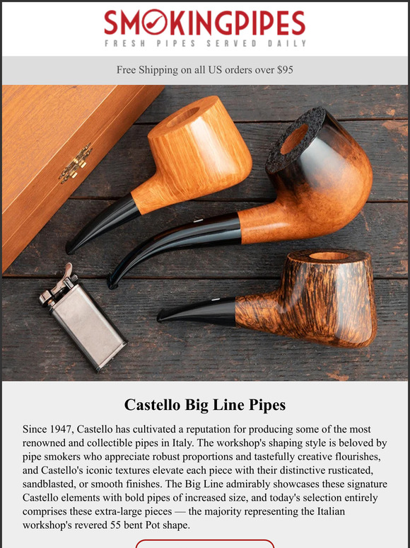 Smokingpipes: Castello Big Line Pipes | Italian Design Writ Large | Milled