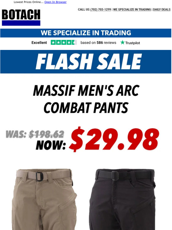 Botach Tactical: LAST CHANCE! Massif Men's Arc Combat Pants ONLY $29.98 ...