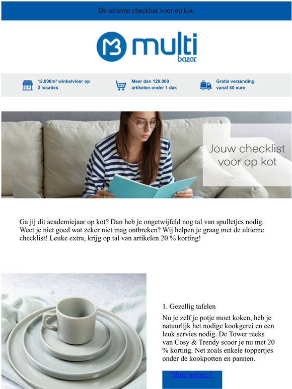 Multi Bazar: De ultieme checklist voor alle kotstudenten! | Milled