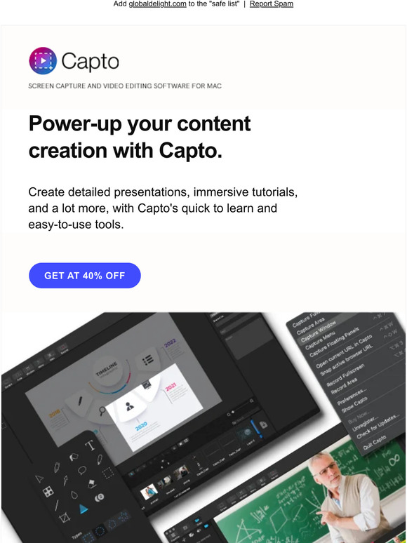 Global Delight: 40% off for a limited time: Get your Capto lifetime license today! | Milled
