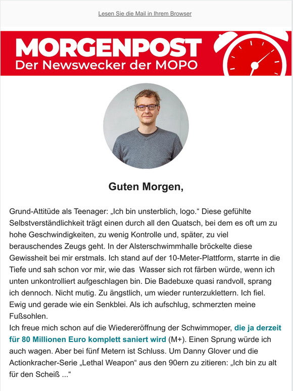 MOPO: Besuch in der Schwimm-Oper. Moorburg ist platt. Bunker für die ...