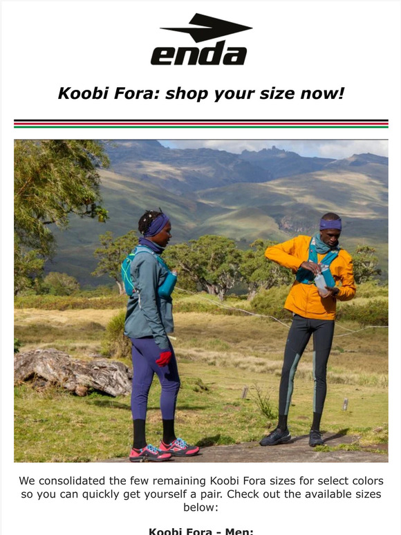 Enda Athletic Inc: Shop by sizes left per color -Koobi Fora | Milled