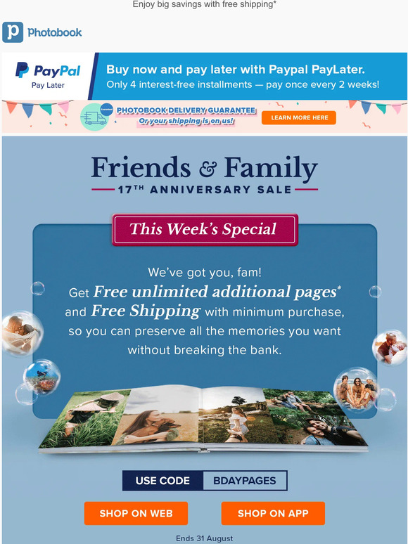 Photobook: Friends & Family Sale | Unlimited extra pages on us 😍 | Milled