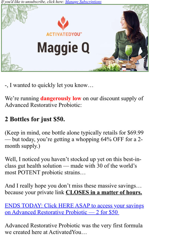 Activated You: HRS LEFT: Up to 64% OFF Advanced Restorative Probiotic ...