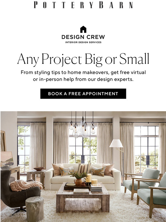 Pottery Barn: Free interior design help! (Spots are going fast.) | Milled
