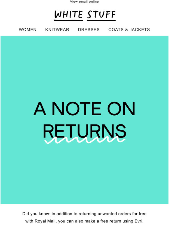 White Stuff: You can return your parcels with Evri | Milled