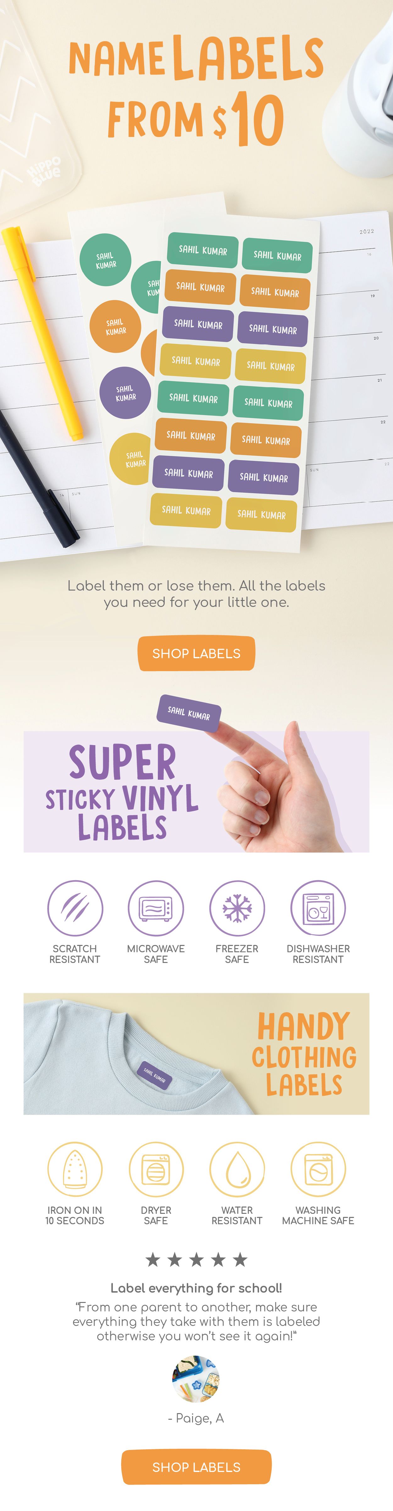 Hippo Blue: Name Labels From $10!! | Milled