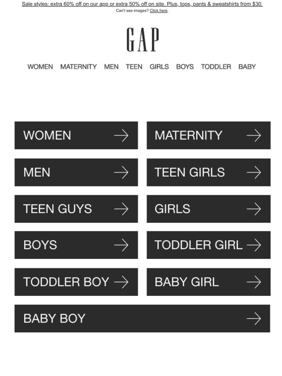 Gap: It's true — styles from $30 for EVERY look + app-exclusive offers ...