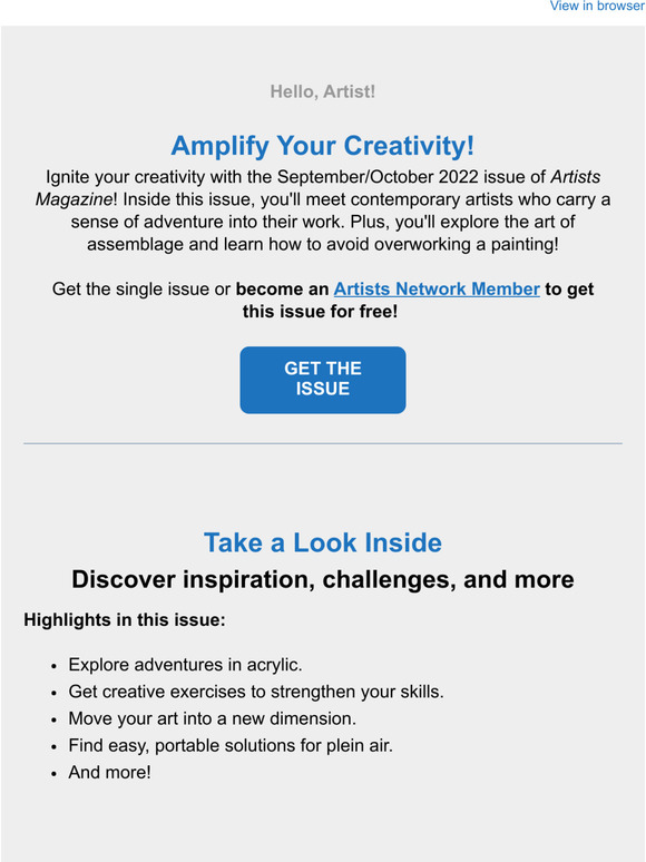 Artists Network: Express Your Creativity with Artists Magazine! | Milled