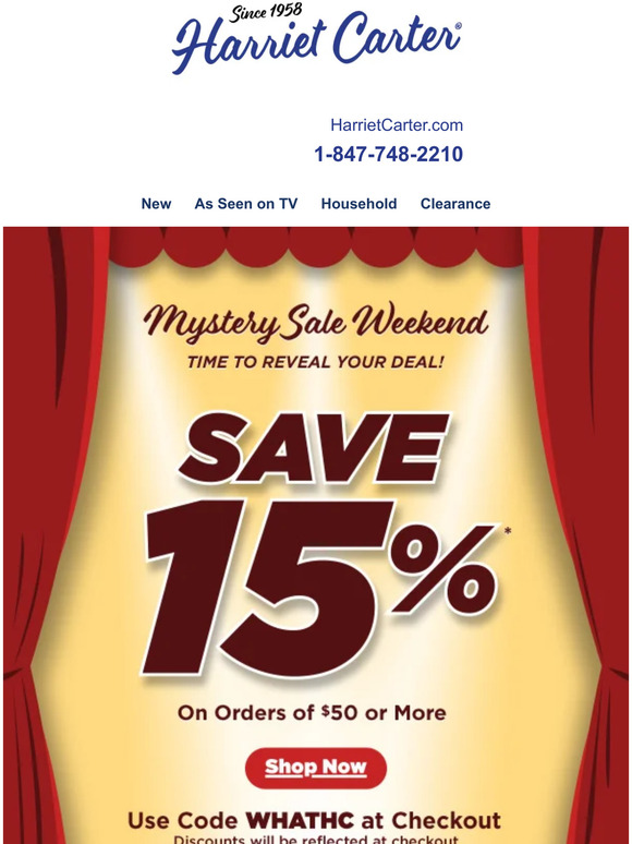 Harriet Carter: It's Your Mystery Sale Weekend. Time to Reveal Your ...