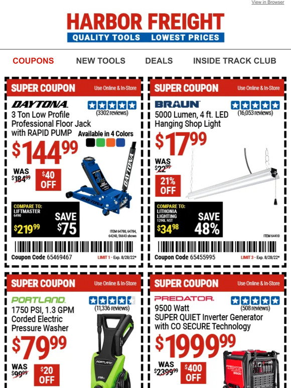 Harbor Freight Tools: Your Coupons Are Expiring Soon! Our Extended ...