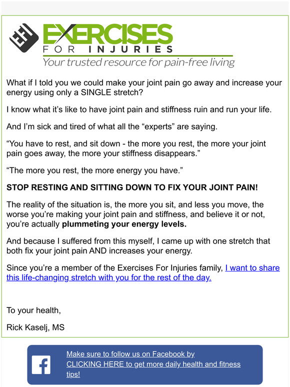 Exercises For Injuries: End joint pain and increase your energy with a ...