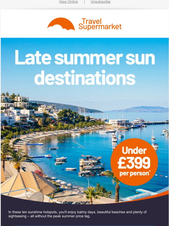 TravelSupermarket: Late summer sun under £399pp* 🌞 | Milled