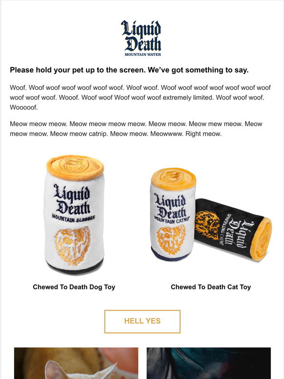 Liquid Death: We Make Dog and Cat Toys Now | Milled