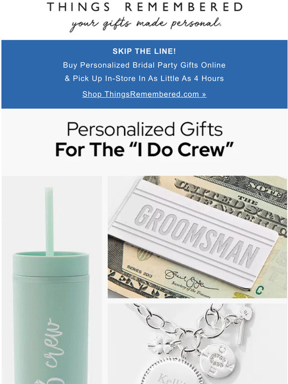 Things Remembered: Buy One Get One 50% Off NOW [In Store Only!] | Milled