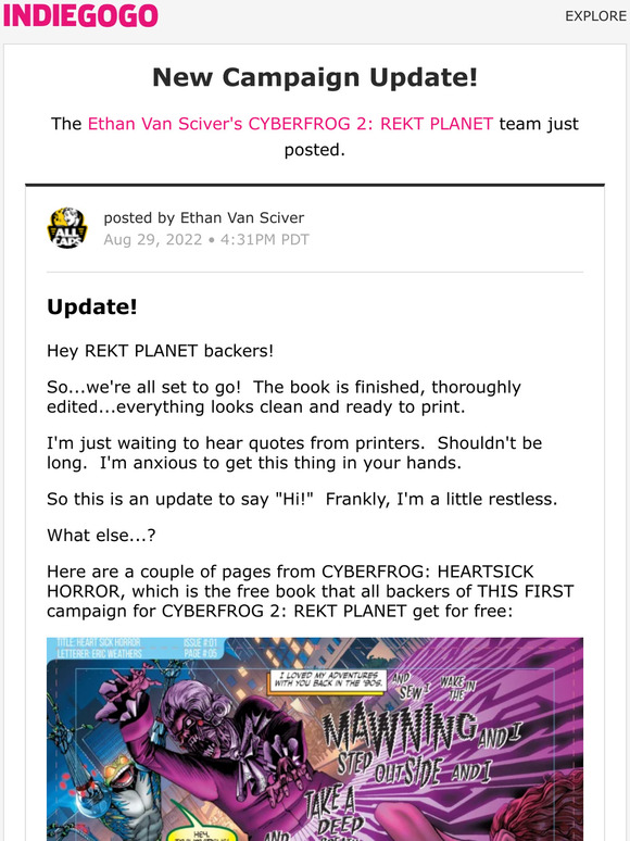 Indiegogo: 📢 Update #45 from Ethan Van Sciver's CYBERFROG 2: REKT ...