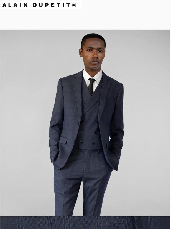 Alain Dupetit: ALL-NEW Navy Blue Plaid 3-Piece with Double Breasted ...