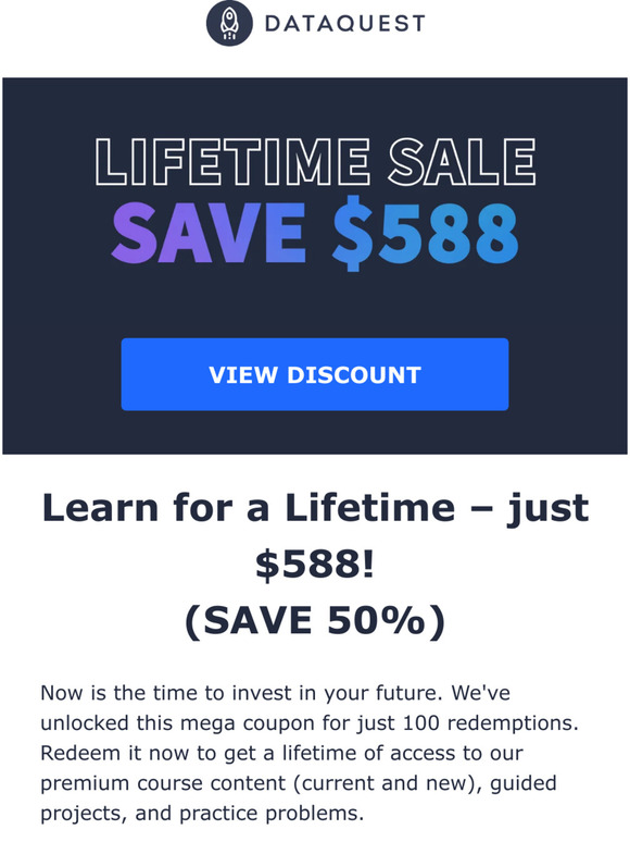 DataQuest: Dataquest Lifetime Plan – Just $588 – 2-Days Only | Milled