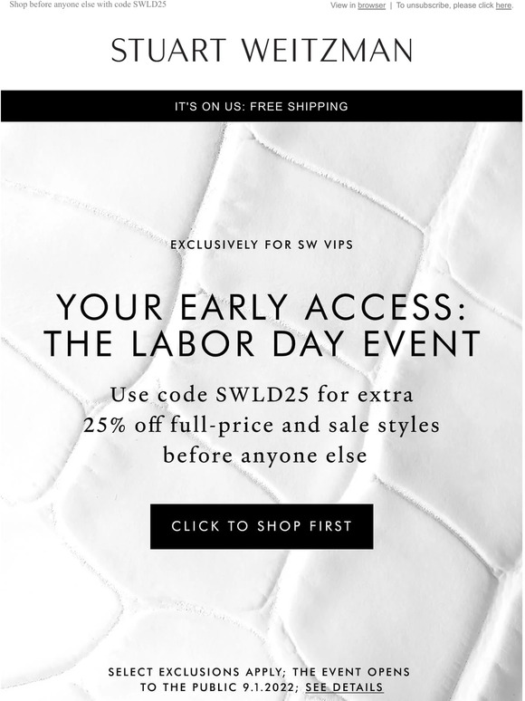 Stuart Weitzman: Your Exclusive First Access: We're Giving You an Extra ...