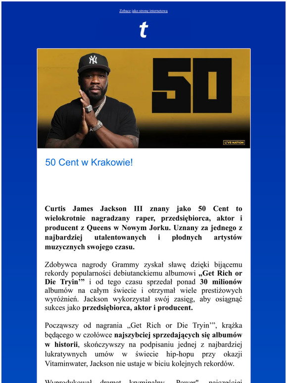 Ticketmaster: 50 Cent ogłasza koncert w Polsce 🔥 🔥 | Milled