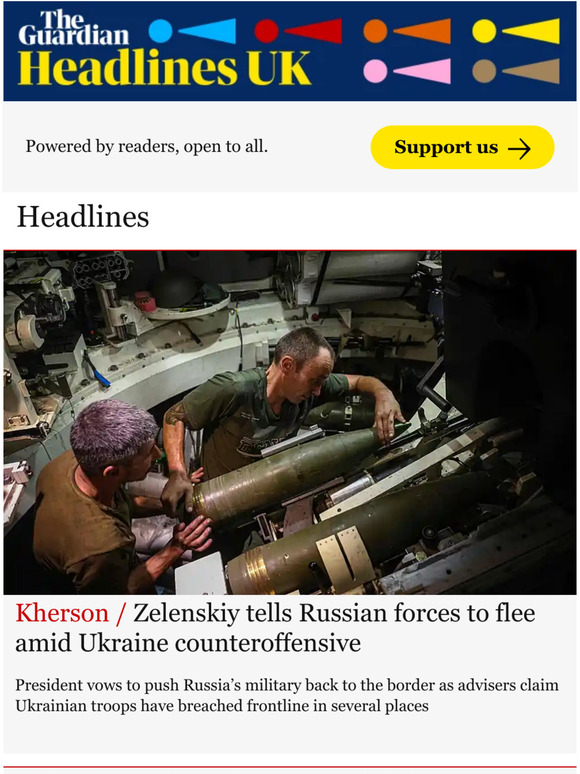The Guardian: The Guardian Headlines: Zelenskiy tells Russian forces to ...