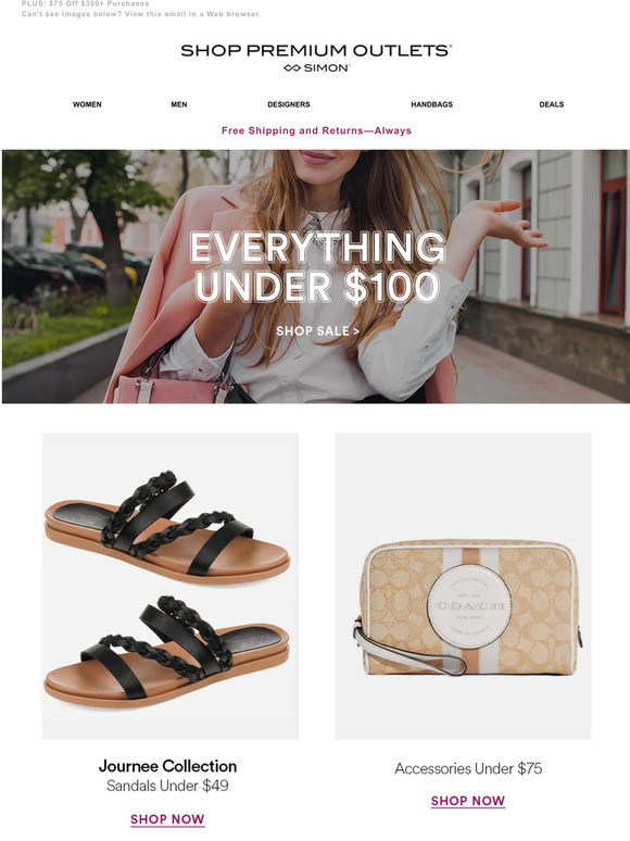 Shop Premium Outlets: EVERYTHING $100. Deals You Can't Miss | Milled