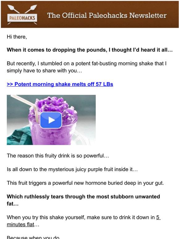 paleorecipeteam: Potent morning shake melts off 57 LBs | Milled