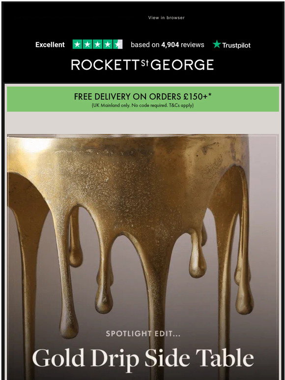 Rockett St George: Spotlight Edit: Gold Drip Side Table 🌟 | Milled