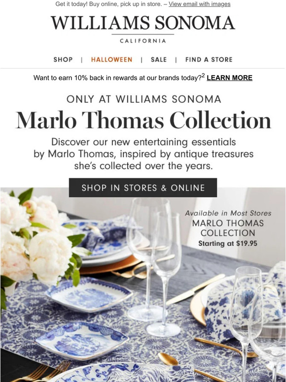 Williams Sonoma: Entertain in style with our exclusive Marlo Thomas ...