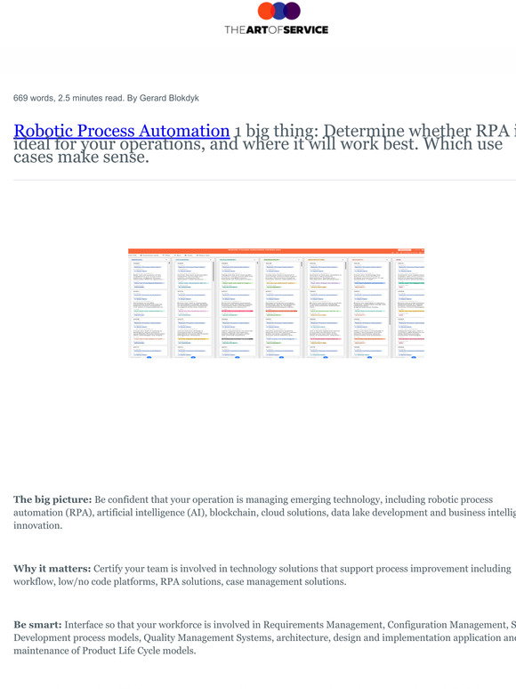 The Art of Service: Make your RPA implementation a success: Critical ...