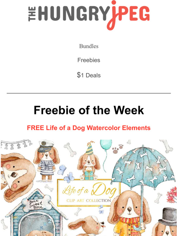 The Hungry JPEG: Wednesday Freebie! Adorable watercolor dogs! 😍 | Milled