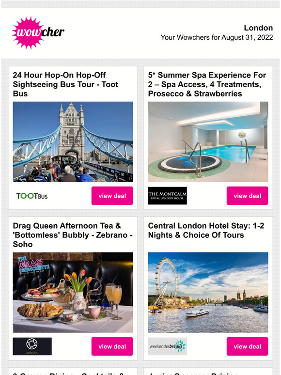 Wowcher: Hop On- Hop Off Bus Tour £12 | 5* Summer Spa Experience For 2 ...