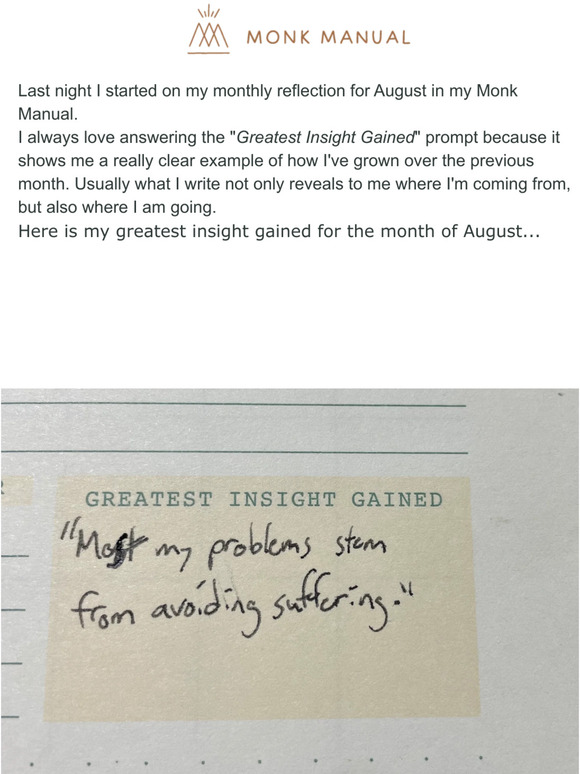 Monk Manual: What's your greatest insight gained in August? Here is ...