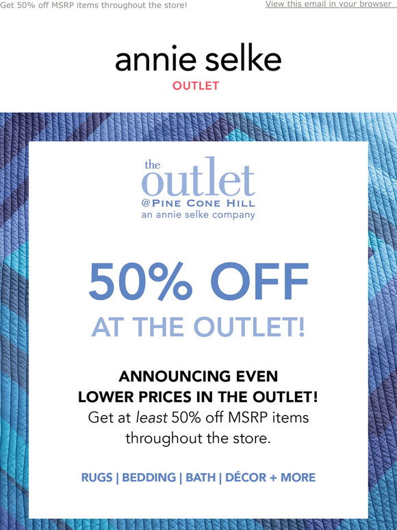 Annie Selke: Announcing even LOWER prices in the Outlet! | Milled