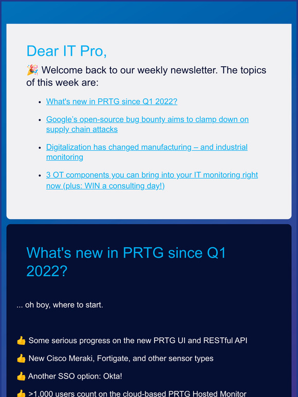 Paessler: What's new in PRTG since Q1 2022? | Milled