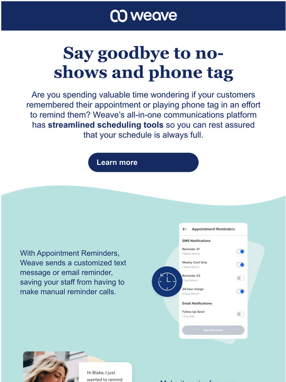 Weave: Schedule more appointments & reduce no shows | Milled