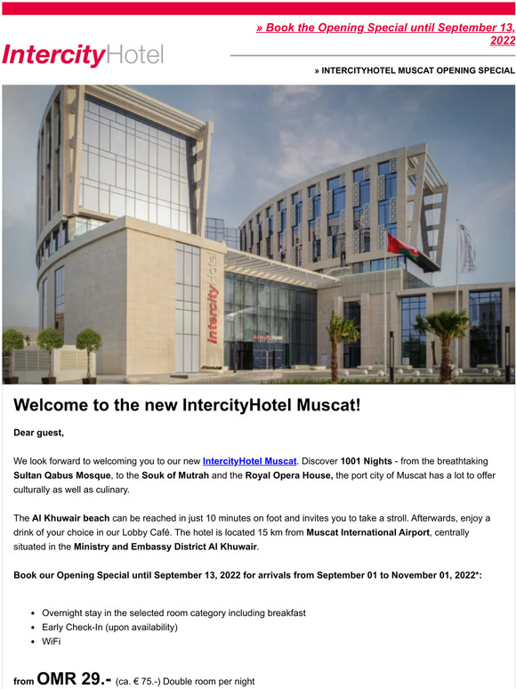 InterCityHotel: NEW OPENING in Oman's capital Muscat | Milled