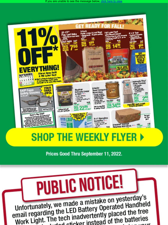 Menards: LED Work Light Email Error | Milled