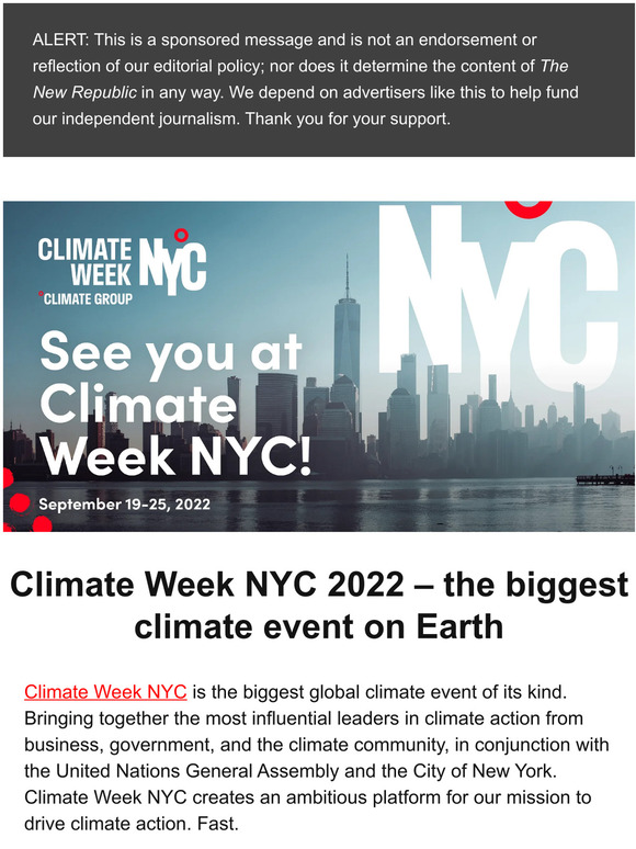 The New Republic: Climate Week NYC 2022 - Getting It Done | Milled