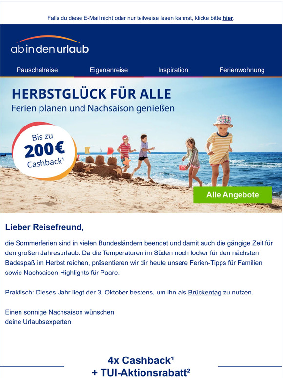 Ab in den Urlaub: Sommerferien ade, Herbstferien juchhe | Milled