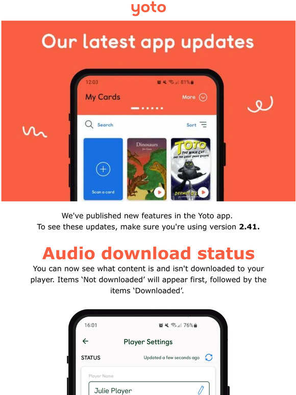 Yoto: App update: see what is and isn't downloaded to your player | Milled