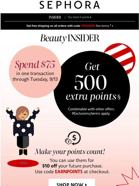 Sephora: Starts today! You can get 500 extra points 🛍️ | Milled