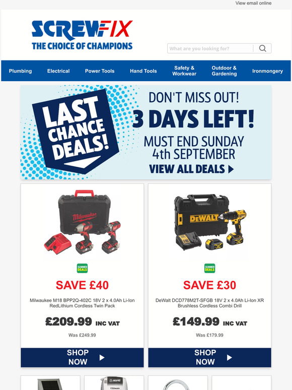 Screwfix: 3 Days Left on LAST CHANCE DEALS! | Milled