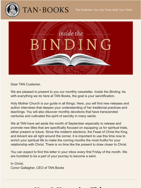 TAN Books: Inside the Binding: What's New With TAN? | Milled