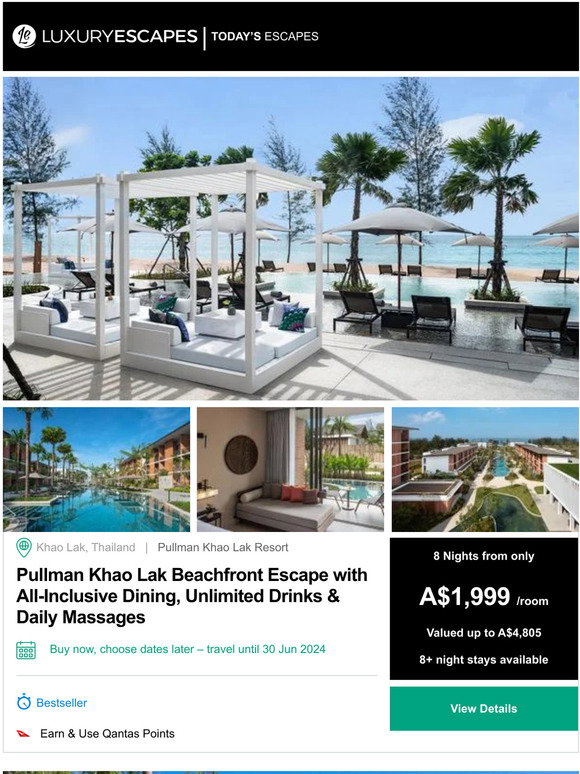 Luxury Escapes: Pullman Khao Lak All-Inclusive Escape w. Unlimited ...